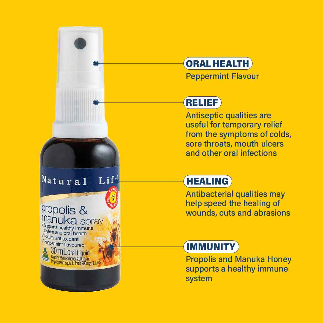 Natural Life - Propolis & Manuka Honey Throat Spray 30ml